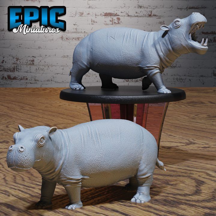 3D Printable Hippo Set / River Hippopotamus / Wild Animal Beast ...