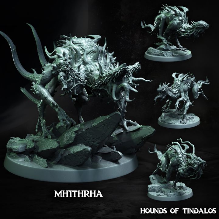 3D Printable Mh'ithrha and Hounds of Tindalos by NS Miniatures