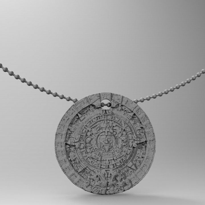 3D Printable Aztec Sun Stone Pendant - High Detail 3D Printable Replica ...