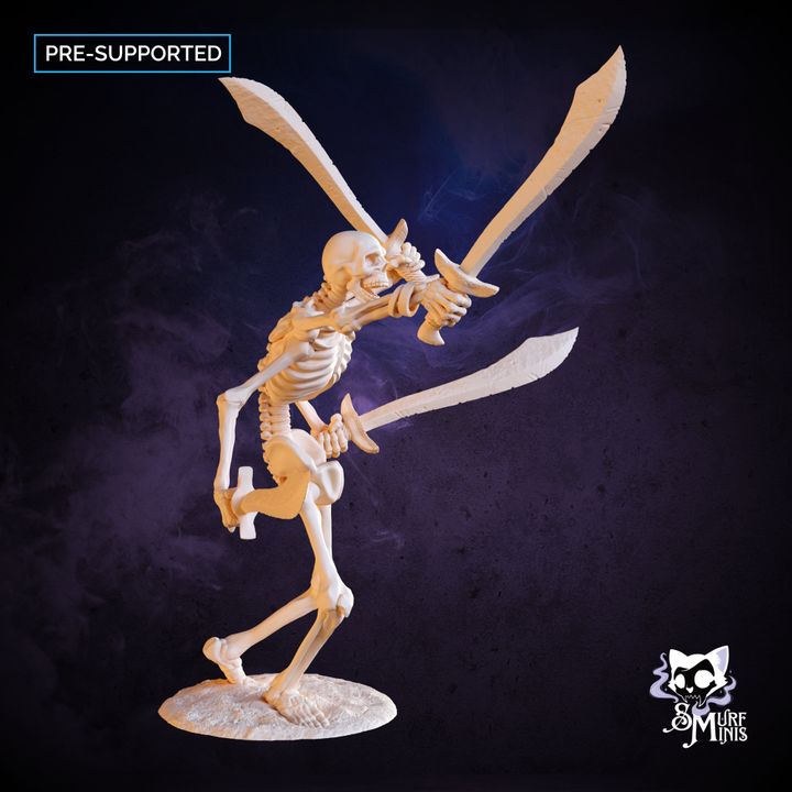 3D Printable Skeleton Swordman by Smurf Minis
