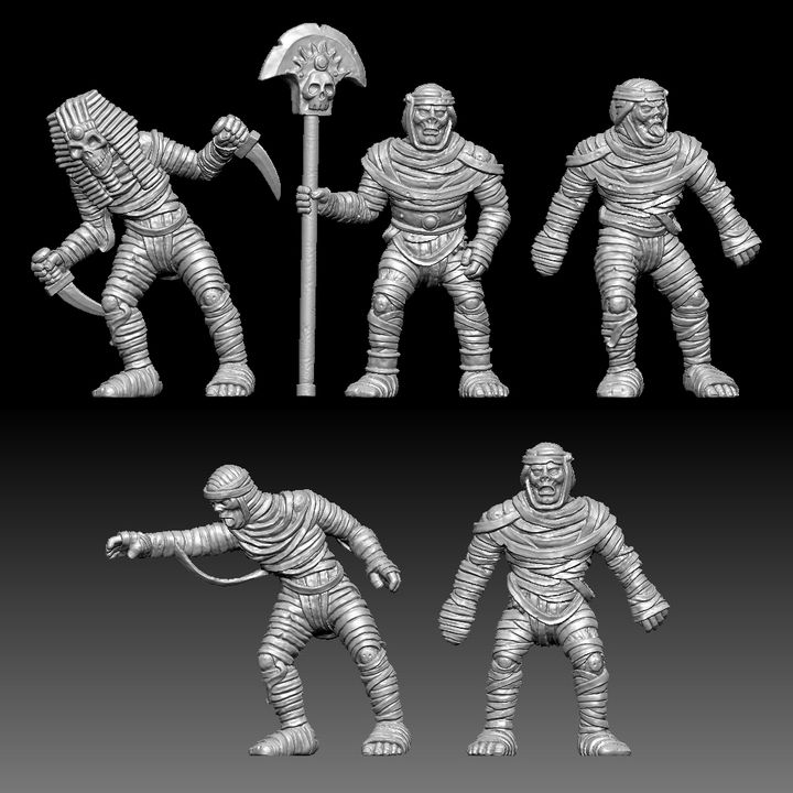 3D Printable Mummies set (5) by Dark Art Digital