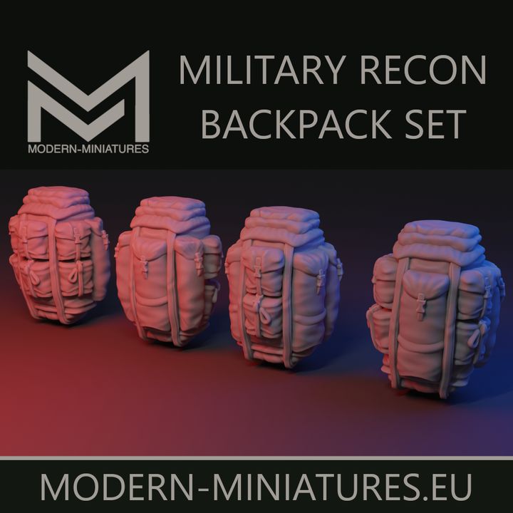 3D Printable Military backpack set #3 recon backpacks by Modern ...