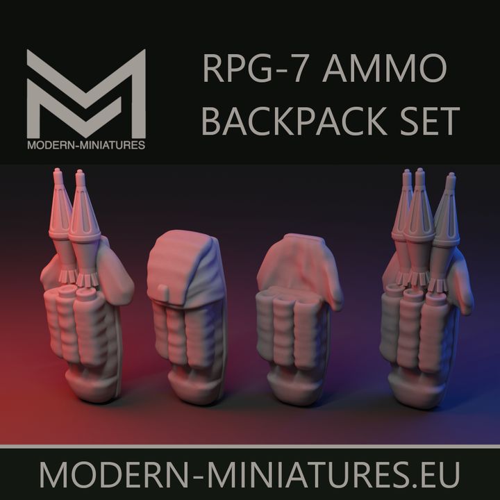 3D Printable RPG Ammo backpack / scabbard by Modern-Miniatures.eu