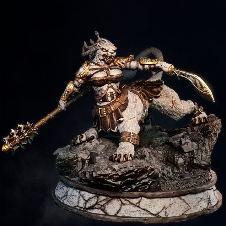 3D Printable Meet Fariba Khaz, female wemic fighter by SolGood Creations