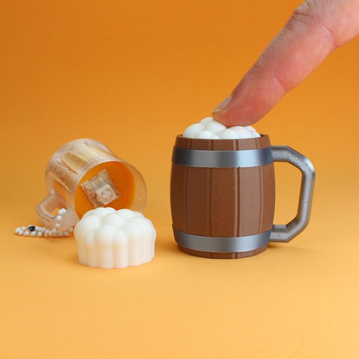 3D Printable Beer Mug Fidget Clicker - keychain by Clickify 3D