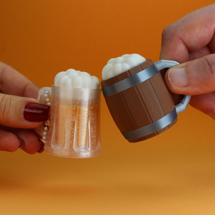 3D Printable Beer Mug Fidget Clicker - keychain by Clickify 3D