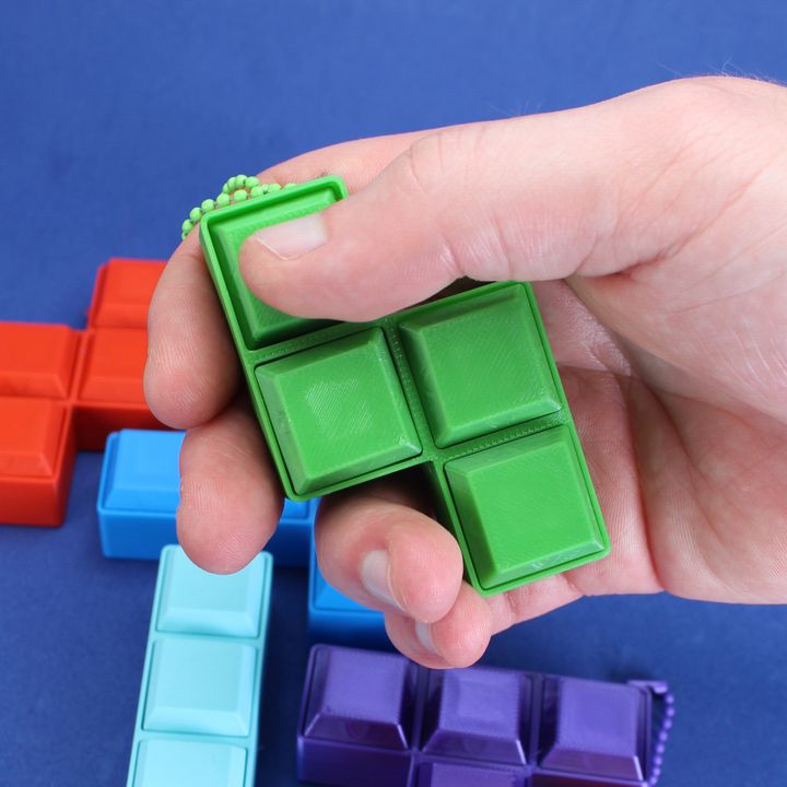 3D Printable Tetris Blocks Fidget Clicker - Keychain by Clickify 3D
