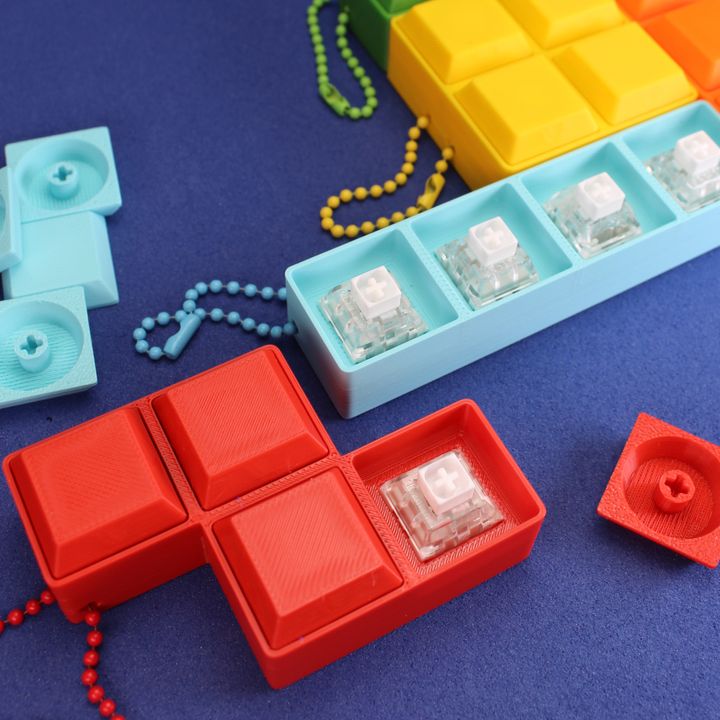 3D Printable Tetris Blocks Fidget Clicker - Keychain by Clickify 3D
