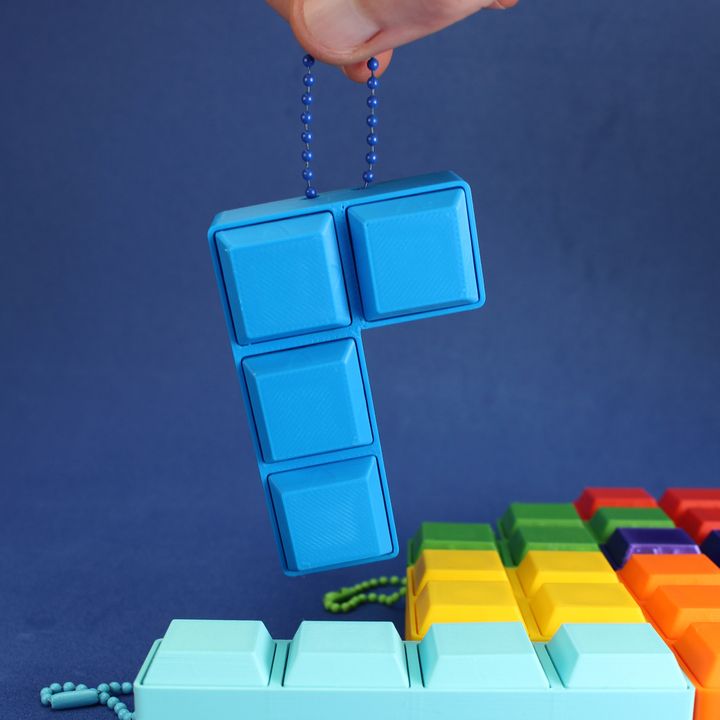 3D Printable Tetris Blocks Fidget Clicker - Keychain by Clickify 3D