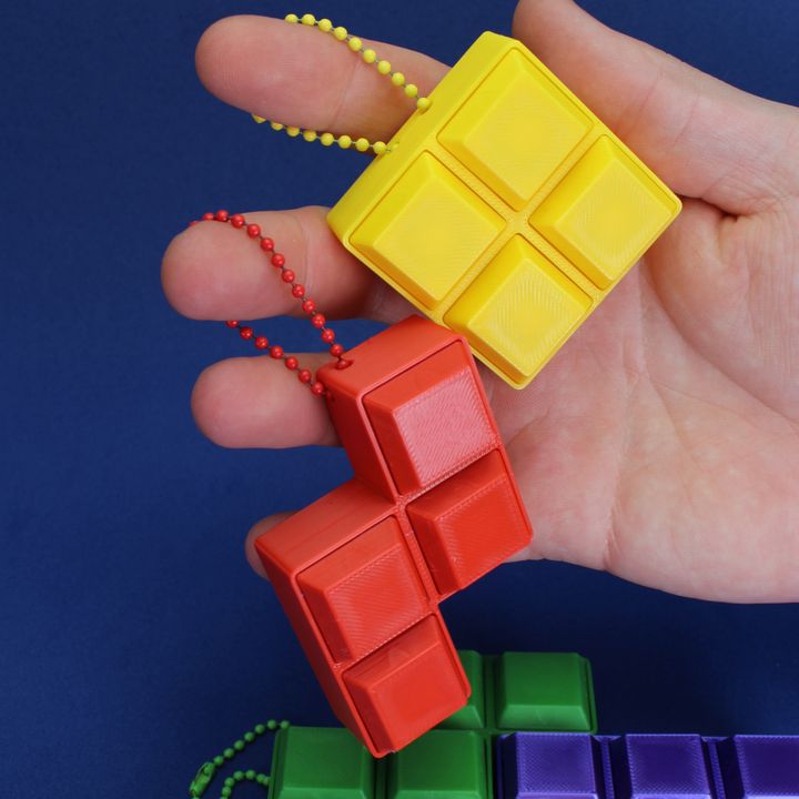 3D Printable Tetris Blocks Fidget Clicker - Keychain by Clickify 3D