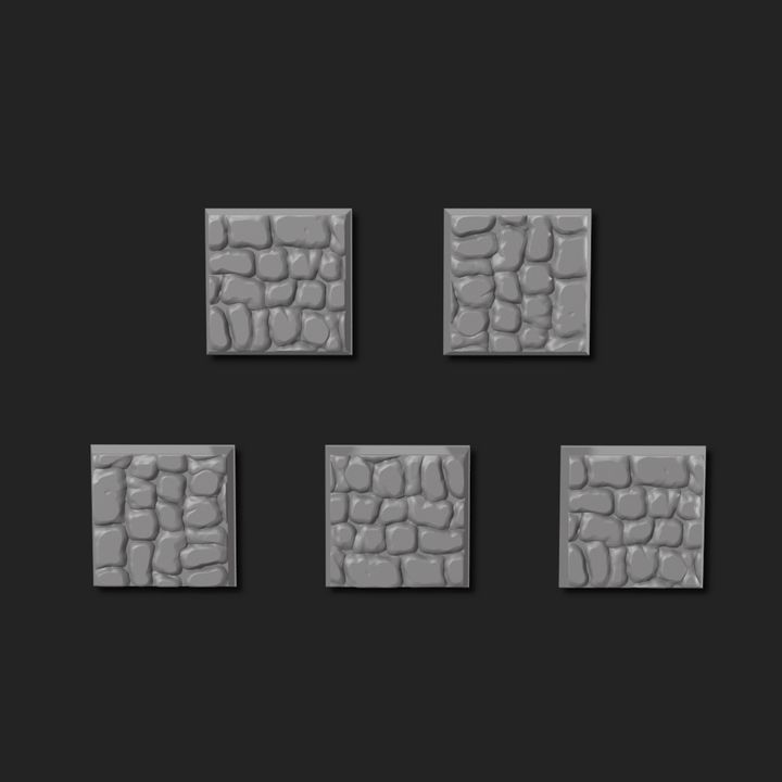 3D Printable 25mm Square Cobblestone bases by Celtic Miniatures