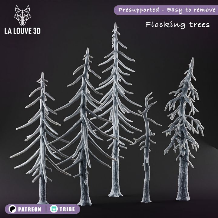 3D Printable 5 firs - flocking trees by La Louve 3D