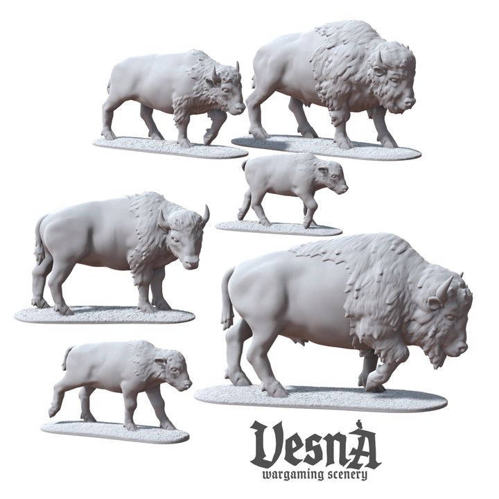 3D Printable AMERICAN BISON PACK by VESNA SCULPTS