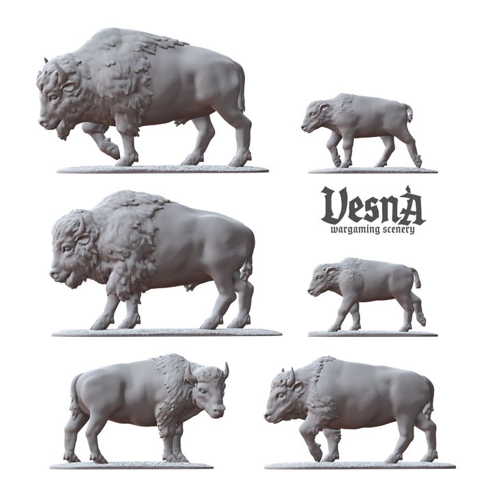 3D Printable AMERICAN BISON PACK by VESNA SCULPTS