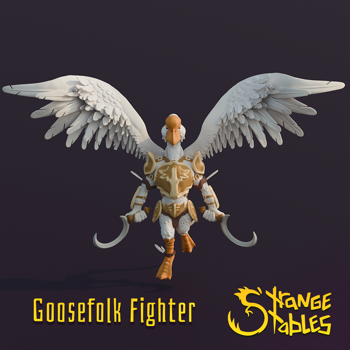 3D Printable Goosefolk Fighter - Aarakocra Warrior by Strange Stables ...