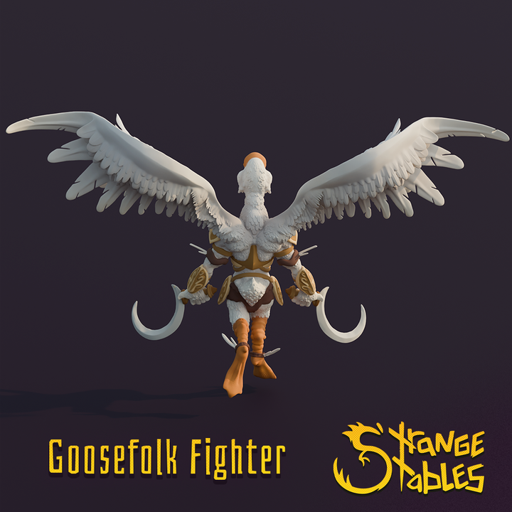 3D Printable Goosefolk Fighter - Aarakocra Warrior by Strange Stables ...