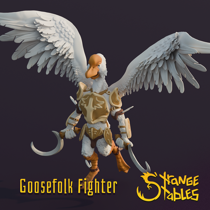 3D Printable Goosefolk Fighter - Aarakocra Warrior by Strange Stables ...