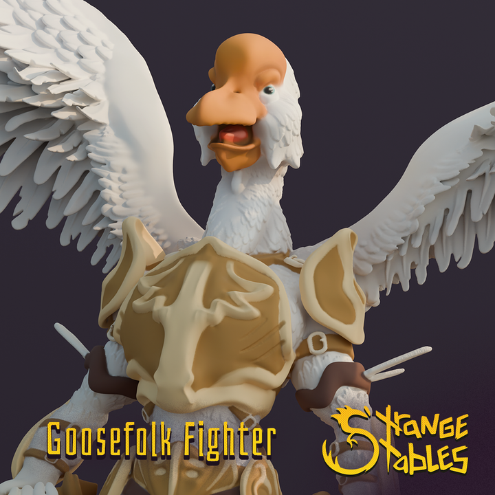 3D Printable Goosefolk Fighter - Aarakocra Warrior by Strange Stables ...
