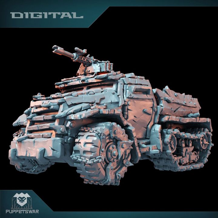 3D Printable Orc War Truck v2 by Puppetswar Miniatures