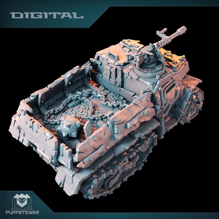 3D Printable Orc War Truck v2 by Puppetswar Miniatures