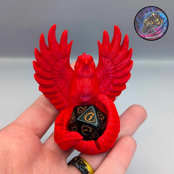 3D Printable Phoenix Dice Guardian by Kirsten M