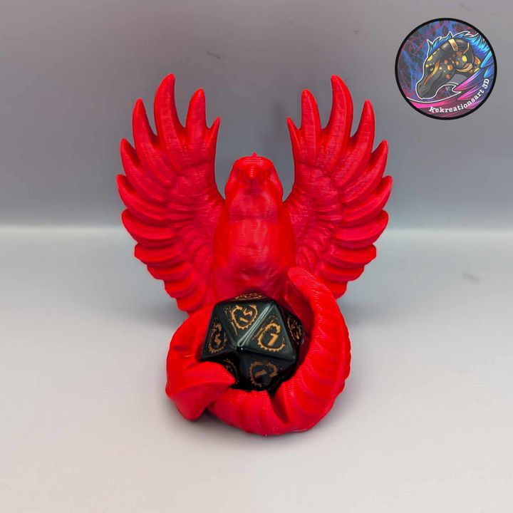 3D Printable Phoenix Dice Guardian by Kirsten M