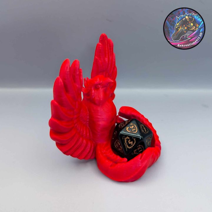 3D Printable Phoenix Dice Guardian by Kirsten M