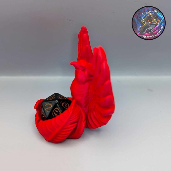 3D Printable Phoenix Dice Guardian by Kirsten M