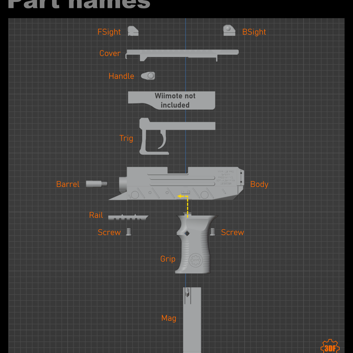 3D Printable WMP UZI PRO - Wiimote Pistol Uzi Pro Edition by Adam Freeman