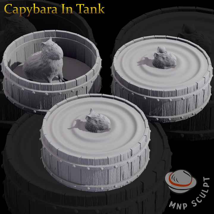 3D Printable Capybara In Tank by MNP Sculpt