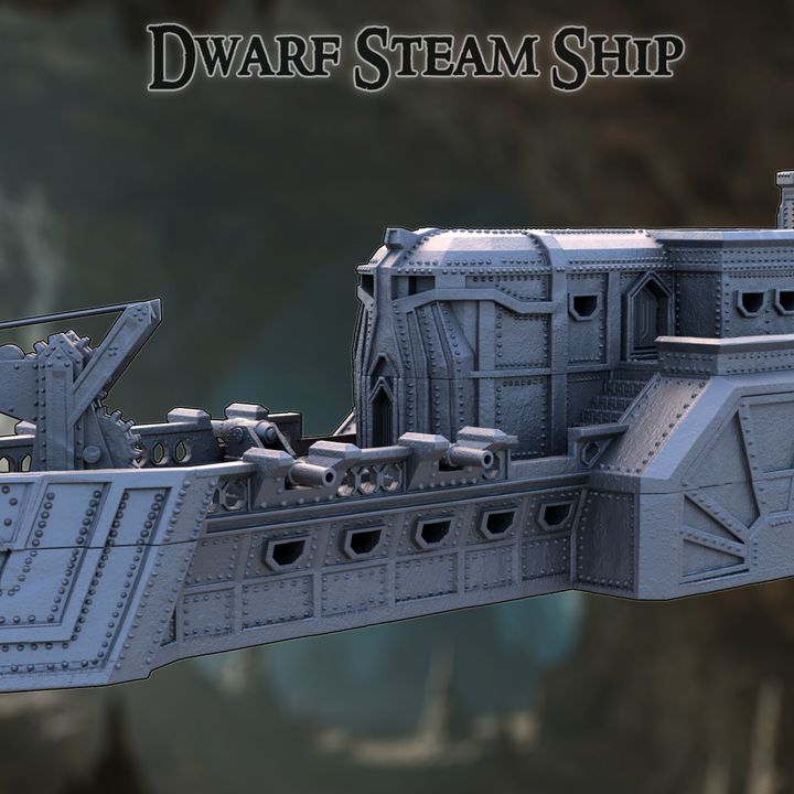 3D Printable Dwarf Steam Ship - Tabletop Terrain - 28 MM by MiniatureLand