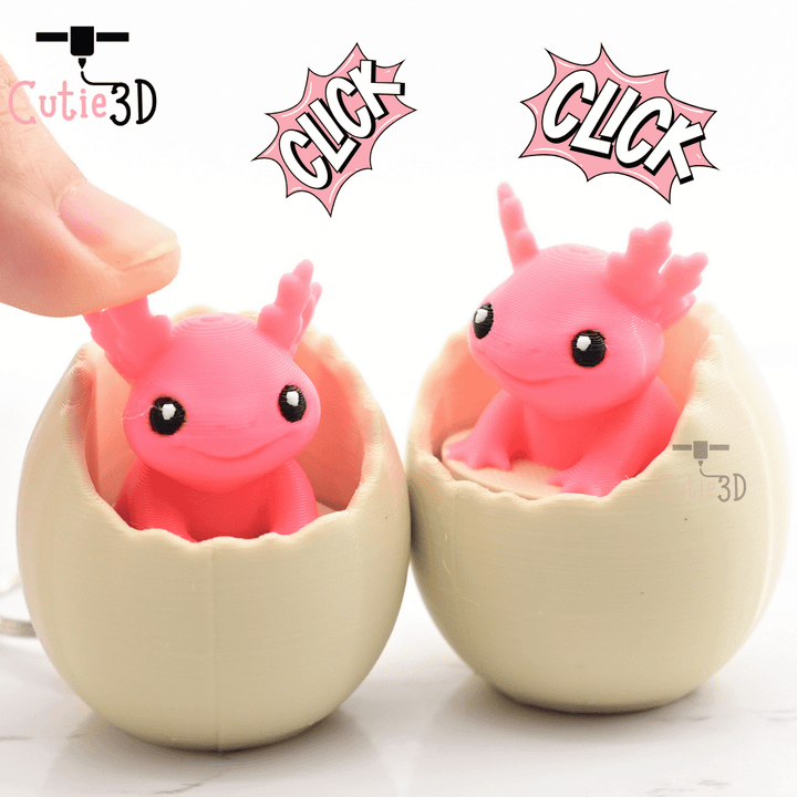 3D Printable Cutie3D Axolotl In An Egg Keycap Fidget Clicker Keychain ...