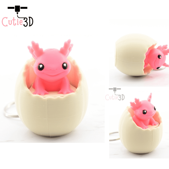 3D Printable Cutie3D Axolotl In An Egg Keycap Fidget Clicker Keychain ...