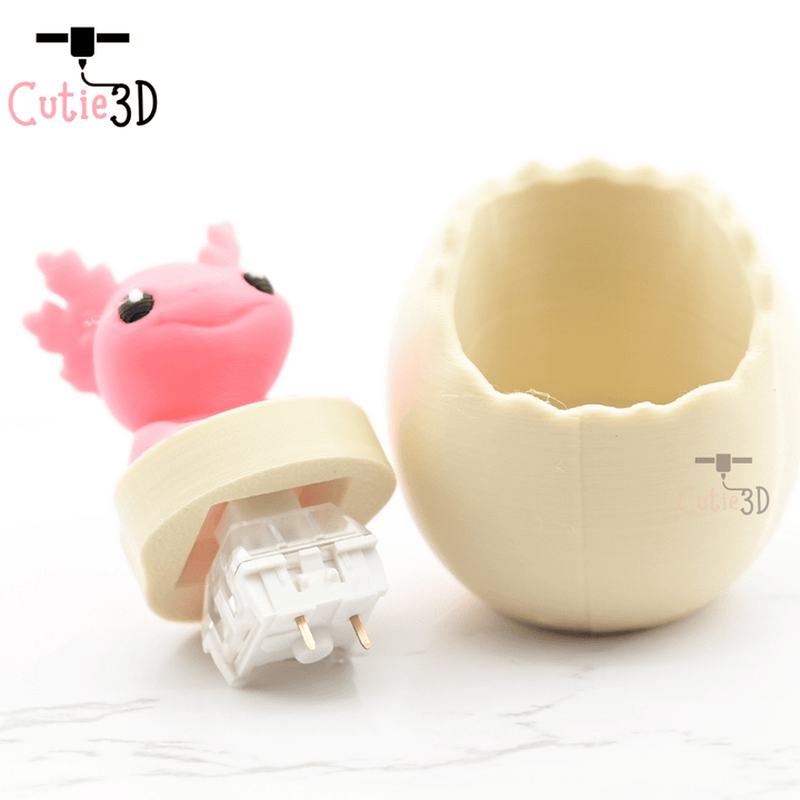 3D Printable Cutie3D Axolotl In An Egg Keycap Fidget Clicker Keychain ...