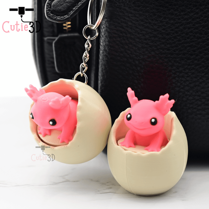 3D Printable Cutie3D Axolotl In An Egg Keycap Fidget Clicker Keychain ...