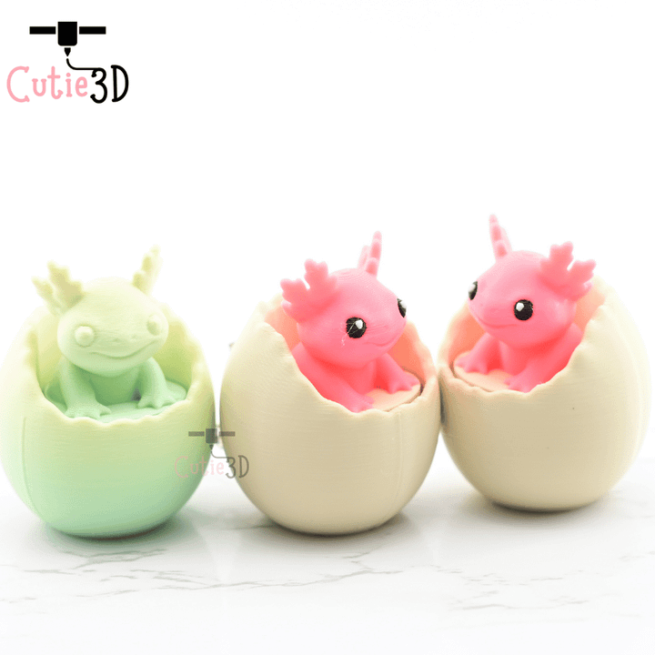 3D Printable Cutie3D Axolotl In An Egg Keycap Fidget Clicker Keychain ...