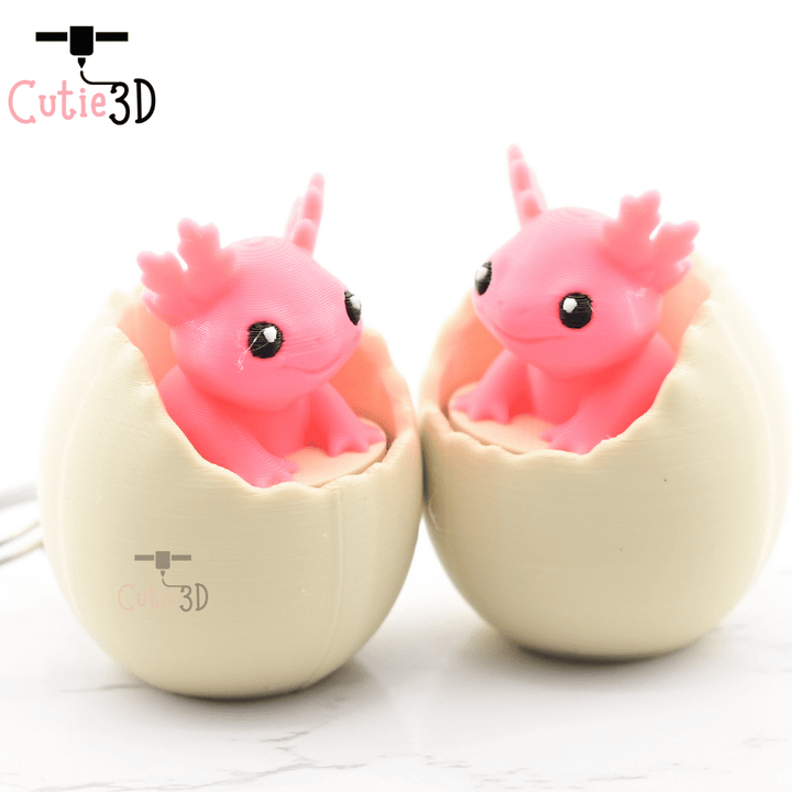 3D Printable Cutie3D Axolotl In An Egg Keycap Fidget Clicker Keychain ...