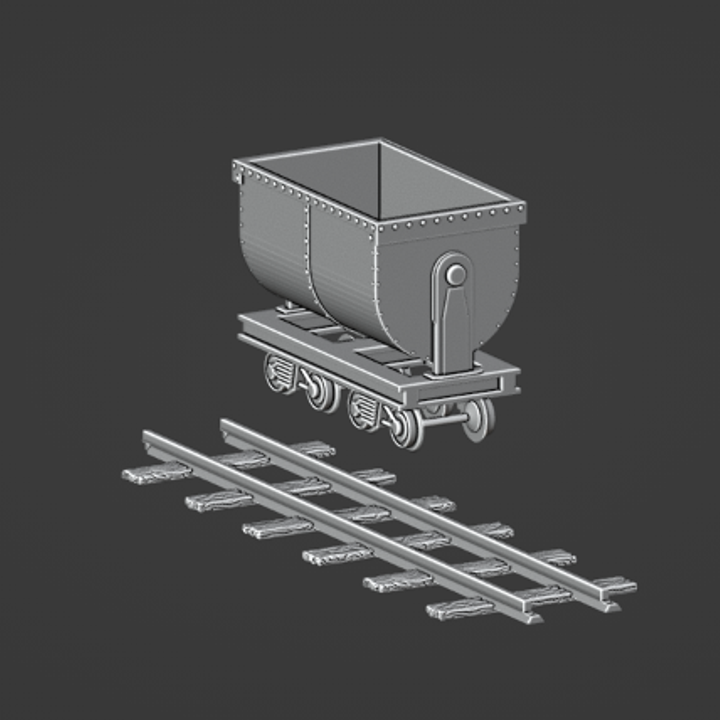 3D Printable Wild West 28mm Scale Mine Cart and Track Set by Michael ...