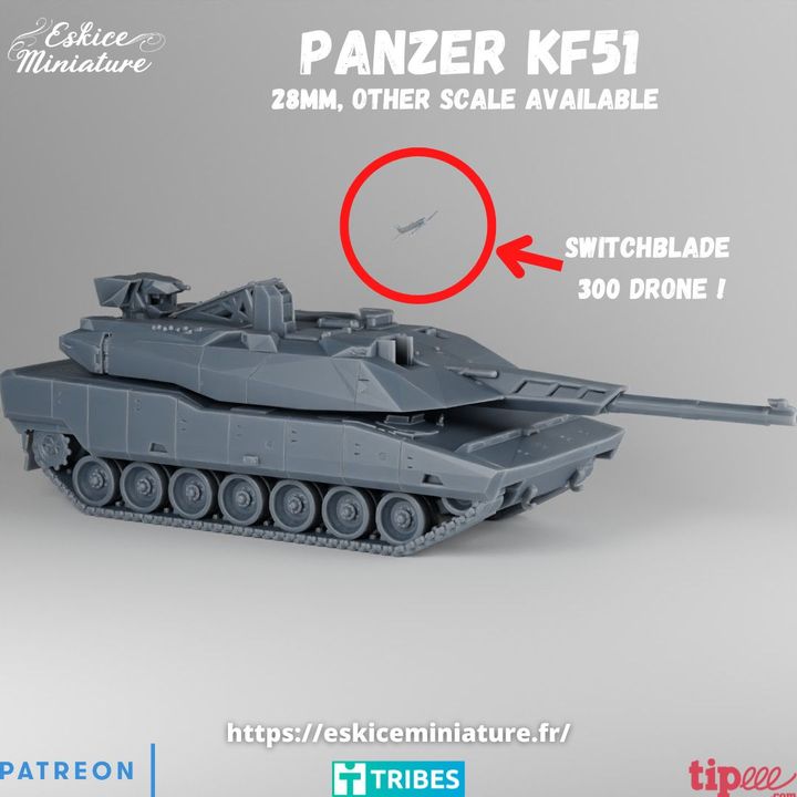 3D Printable Panzer KF51 modern tank - 28mm by Eskice Miniature - Aron