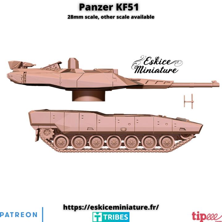 3D Printable Panzer KF51 modern tank - 28mm by Eskice Miniature - Aron