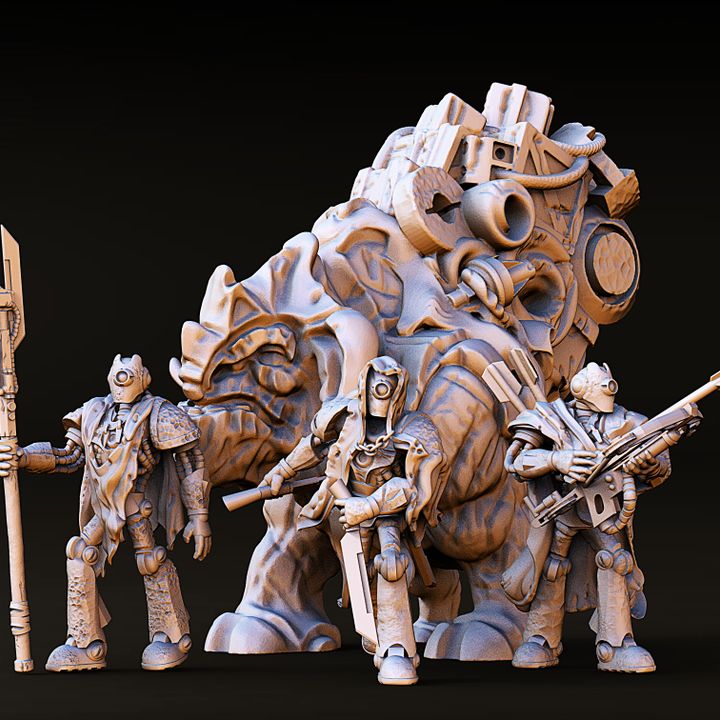 3D Printable Android Scavengers with Beast by VeloriaMiniatures