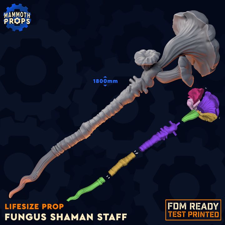 3D Printable Fungus Shaman Staff Life Size Prop by Mammoth Props