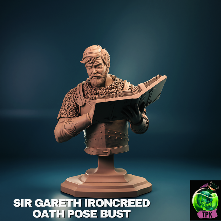 3D Printable Sir Gareth Ironcreed Oath Pose Bust by TPK Lab