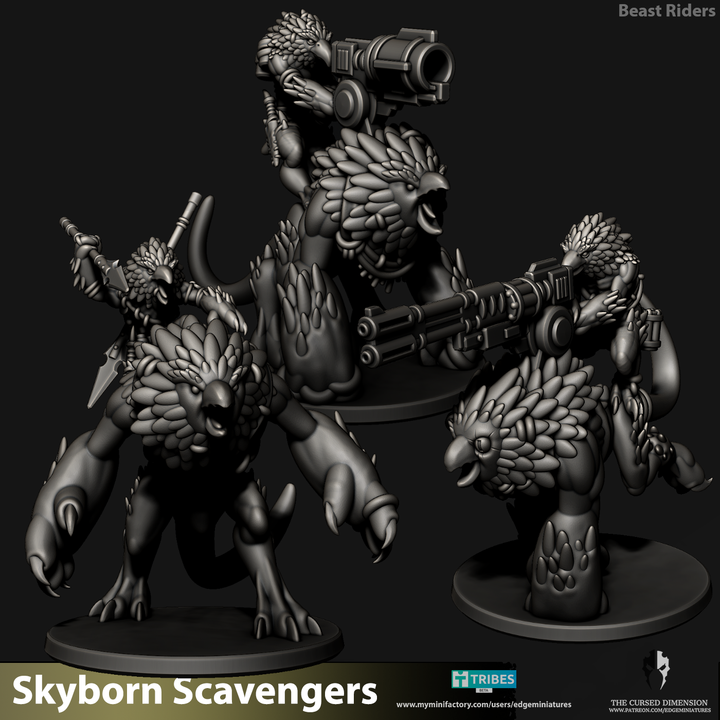 3D Printable Beast Riders - Skyborn Scavengers - 28mm by Edge Miniatures
