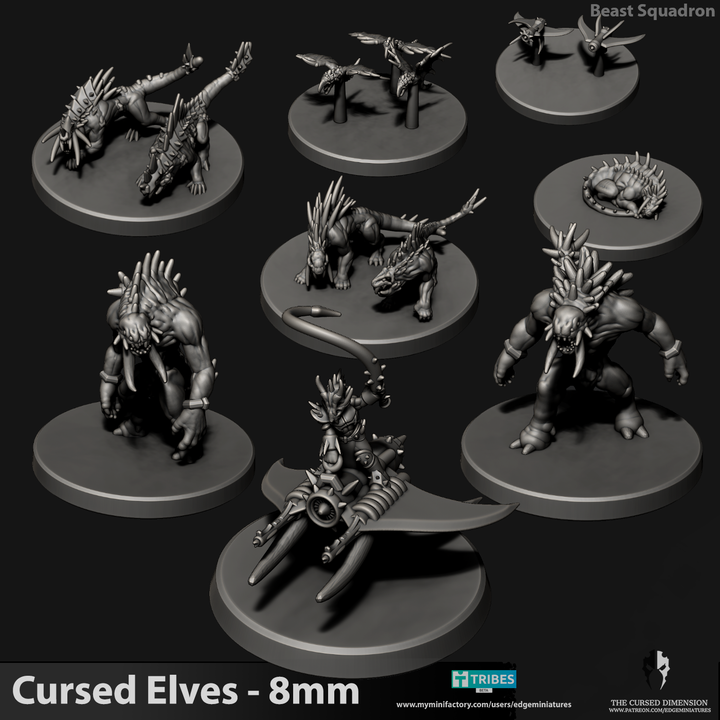 3D Printable Beast Squadron - Cursed Elves - 8mm by Edge Miniatures