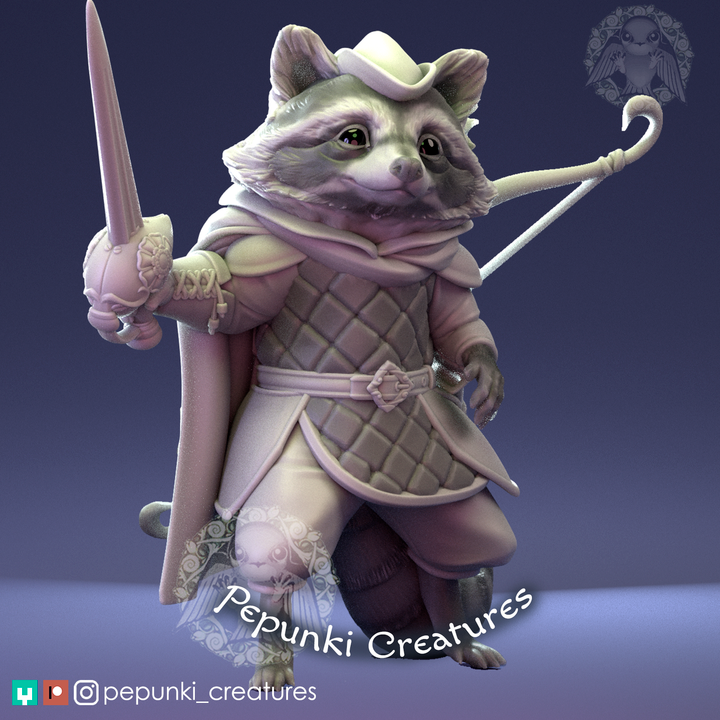 3D Printable Raccoon Ranger by Pepunki Creatures