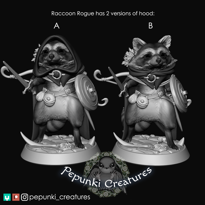 3D Printable Raccoon Rogue by Pepunki Creatures
