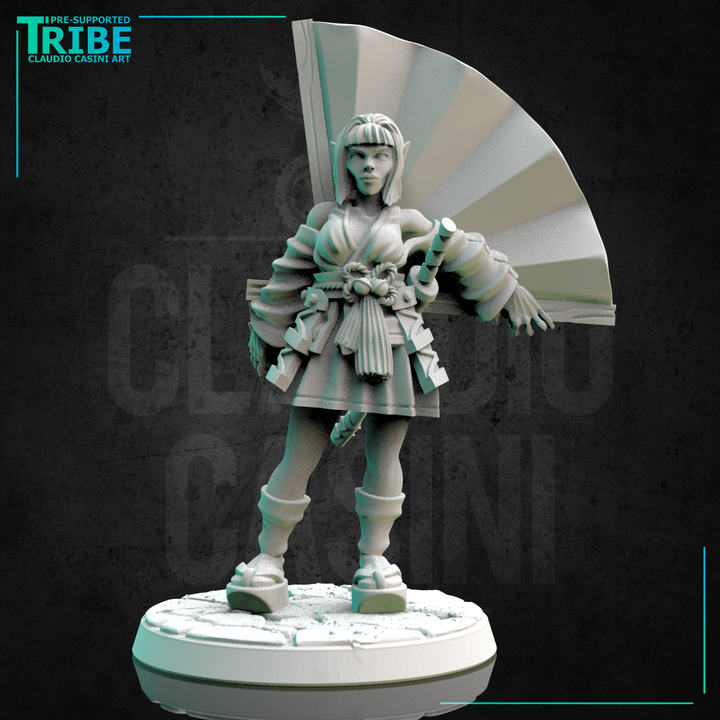 3D Printable (0281) Female human tiefling half-orc elf firbolg warrior ...