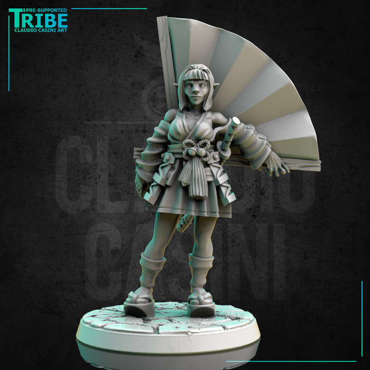 3D Printable (0281) Female human tiefling half-orc elf firbolg warrior ...