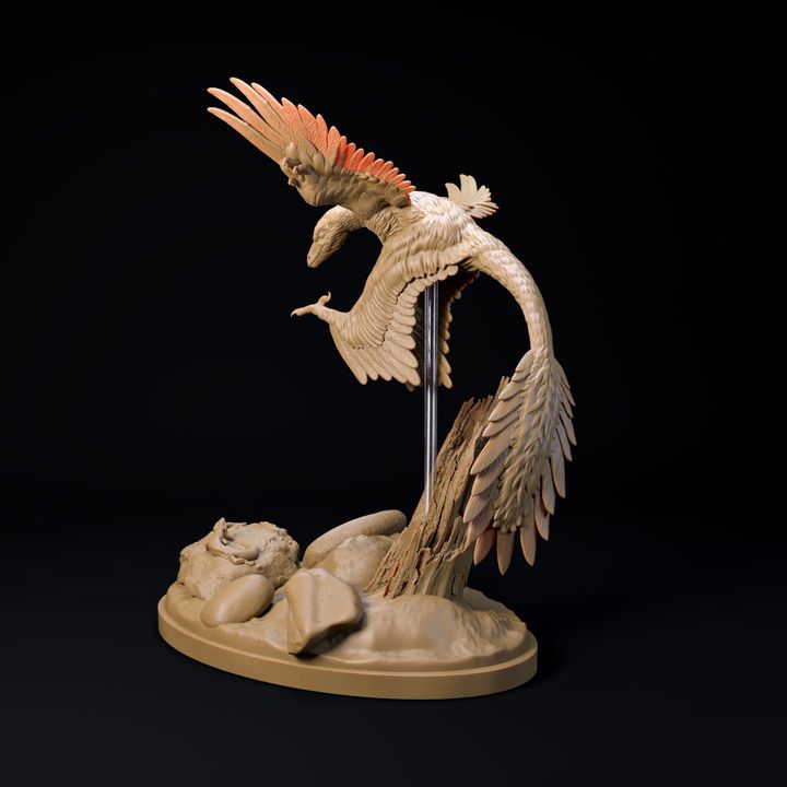 3D Printable Microraptor hunting 1-6 scale pre-supported dinosaur by ...